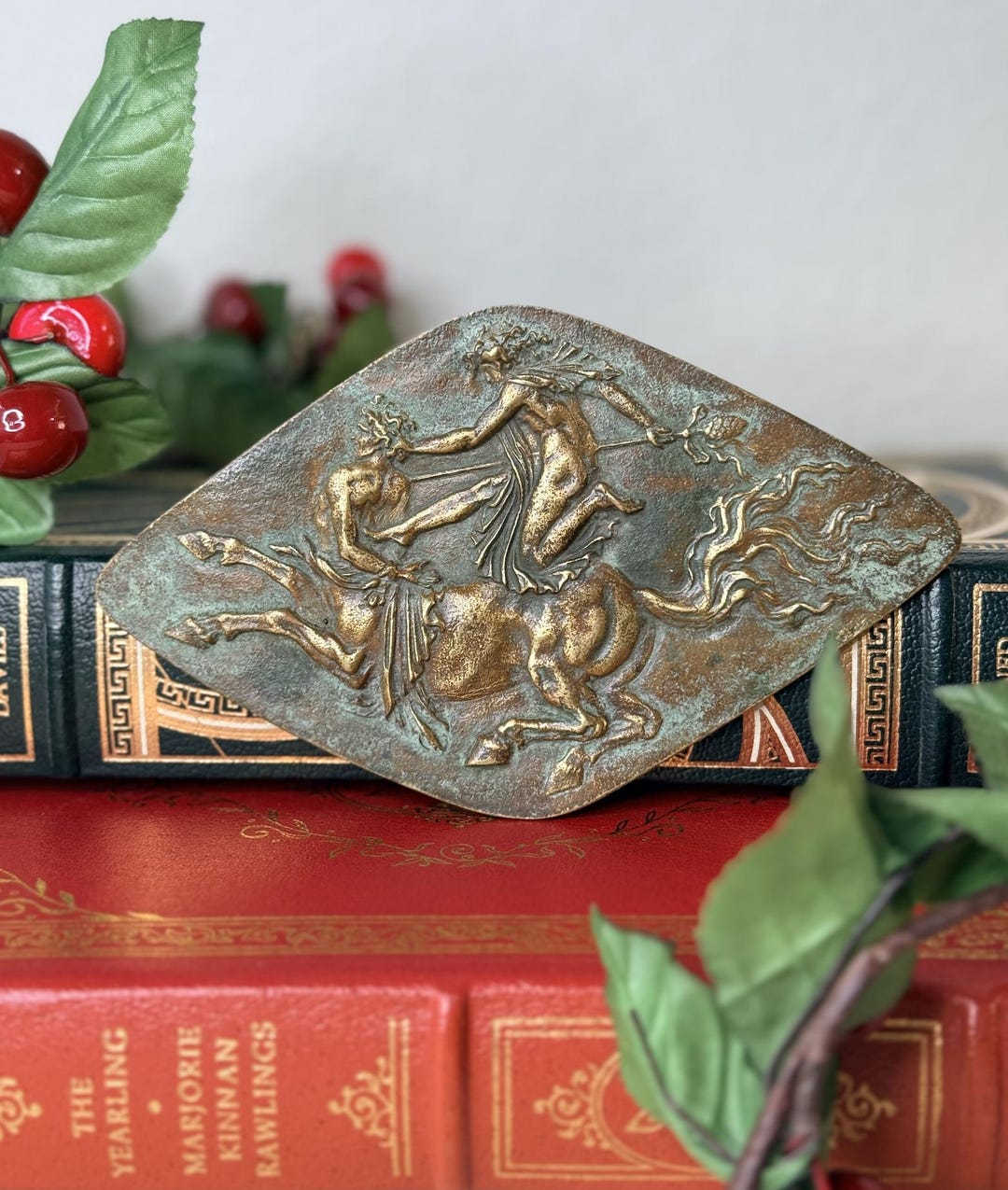 Vintage Greek Mythology Bas-relief Plaque: Bronze(?) Etruscan Centaur ...