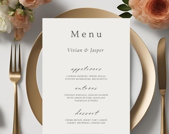 Wedding Menu Template | Custom Wedding Menu | Elegant Dinner Menu | Dinner Party Menu | Wedding ...