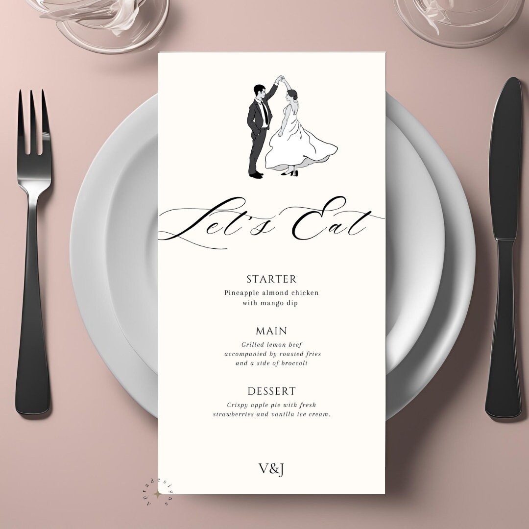 Wedding Menu Template | Modern Wedding Menu | Romantic Wedding Menu ...