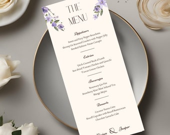 Wedding Menu Template | Custom Wedding Menu | Elegant Dinner Menu ...