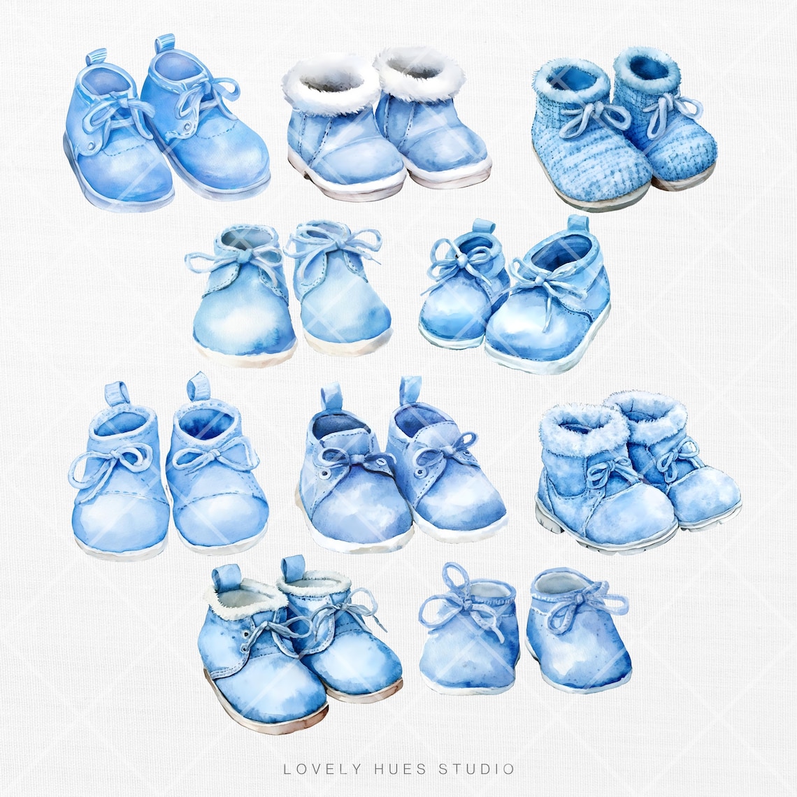 Blue Baby Booties Clipart, Watercolor Baby Shower, Baby Boy ...