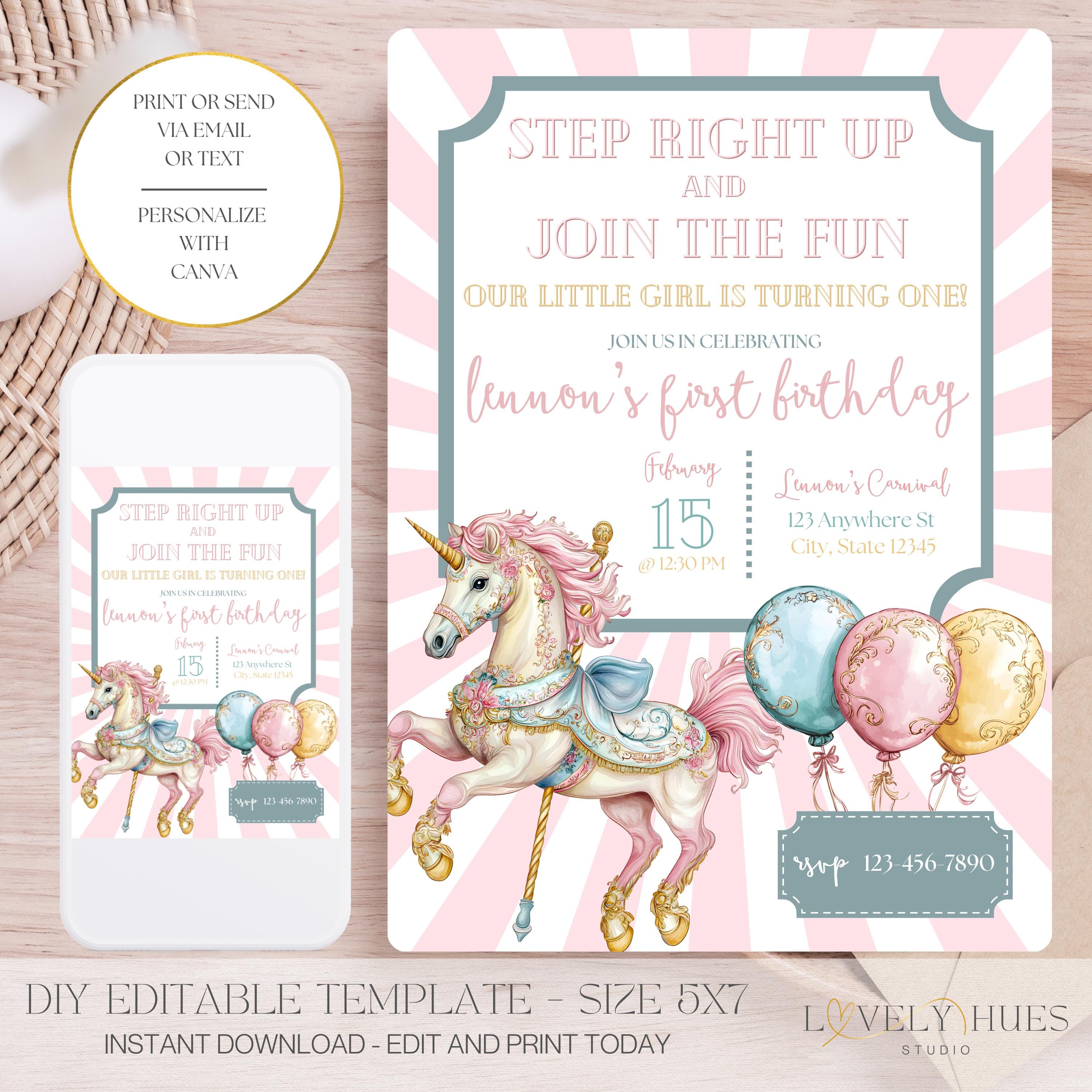 Pastel Carnival Birthday Party Invite, Fun and Festive Party Invitation ...
