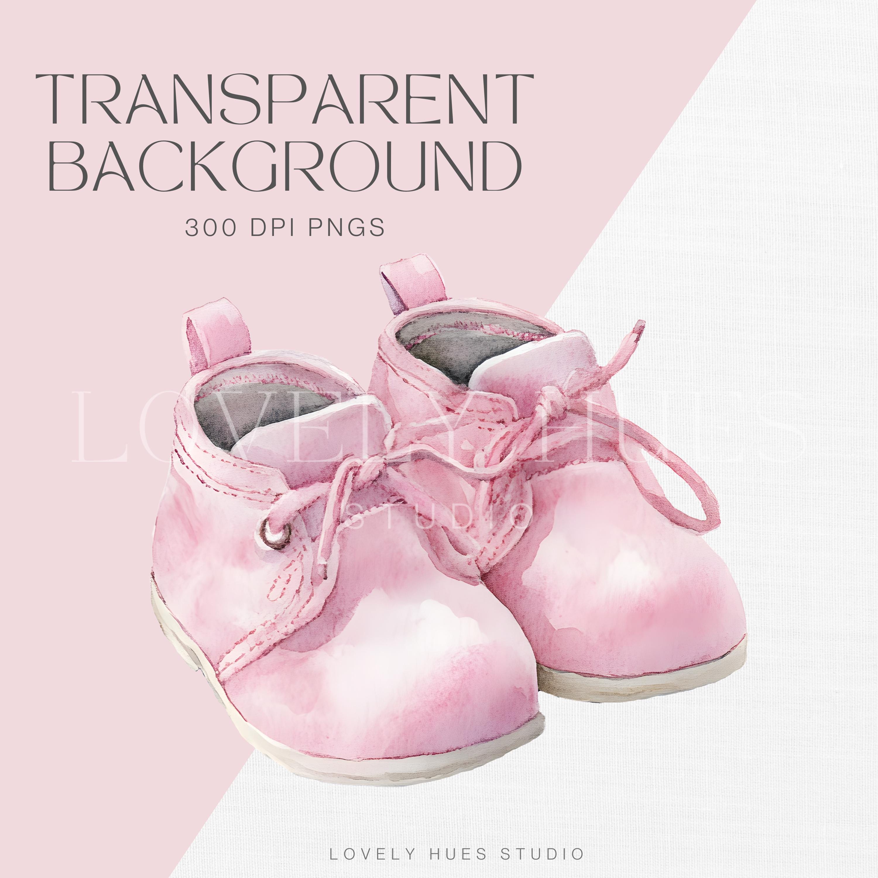 Pink Baby Booties Clipart, Watercolor Baby Shower Graphics, Baby Girl ...