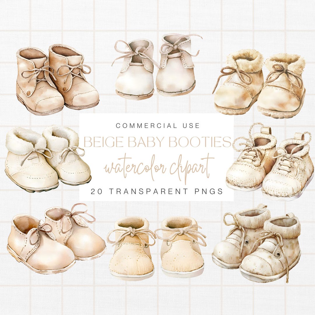 Beige Baby Booties Clipart Baby Shower Graphics Baby Shoes Transparent ...