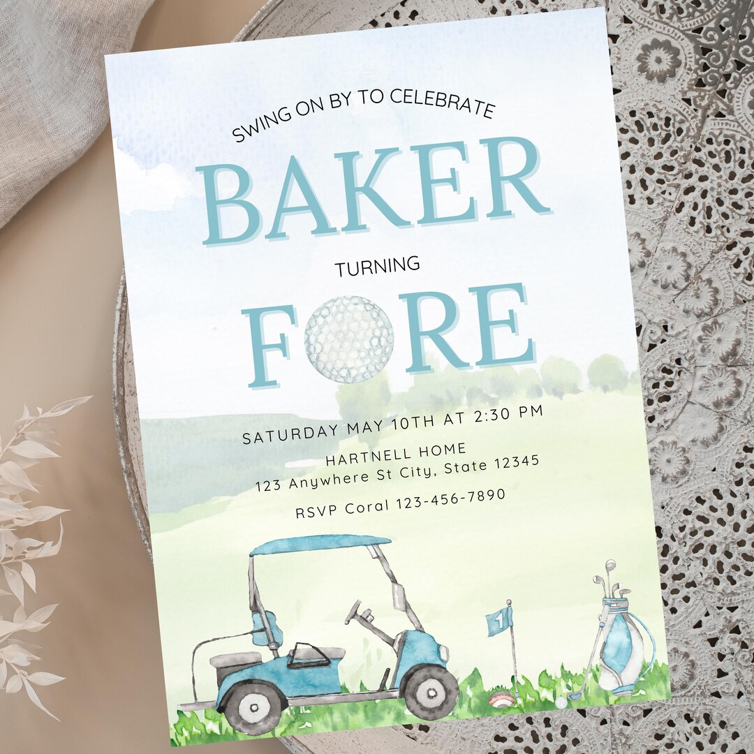 Fore Golf Birthday Invitation Preppy Boy 4th Birthday Editable ...