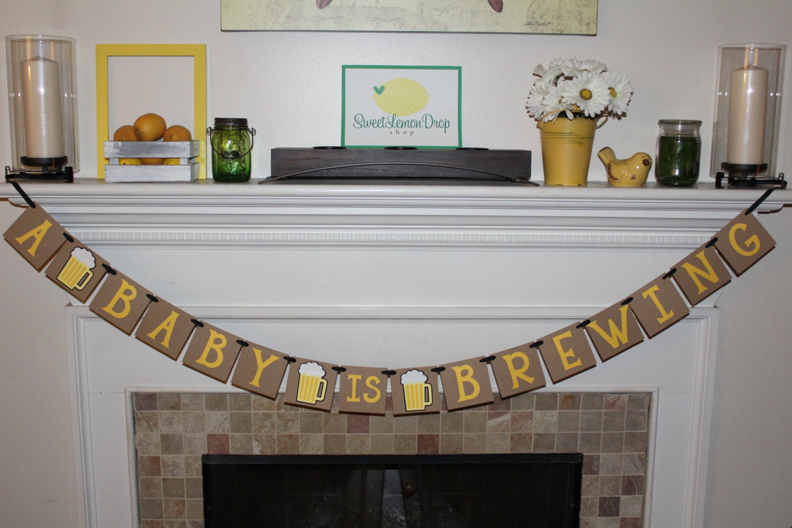 Baby Shower Beer Brew Decor Decorations A BABY is BREWING Banner Daddy ...
