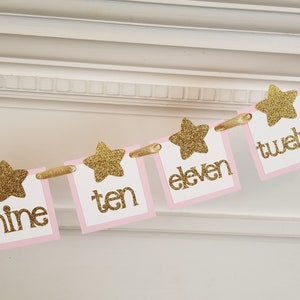 Photo Banner 12 Month - Twinkle Twinkle Little Star - PINK Gold - 1st ...