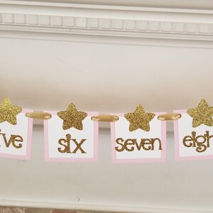 Photo Banner 12 Month - Twinkle Twinkle Little Star - PINK Gold - 1st ...