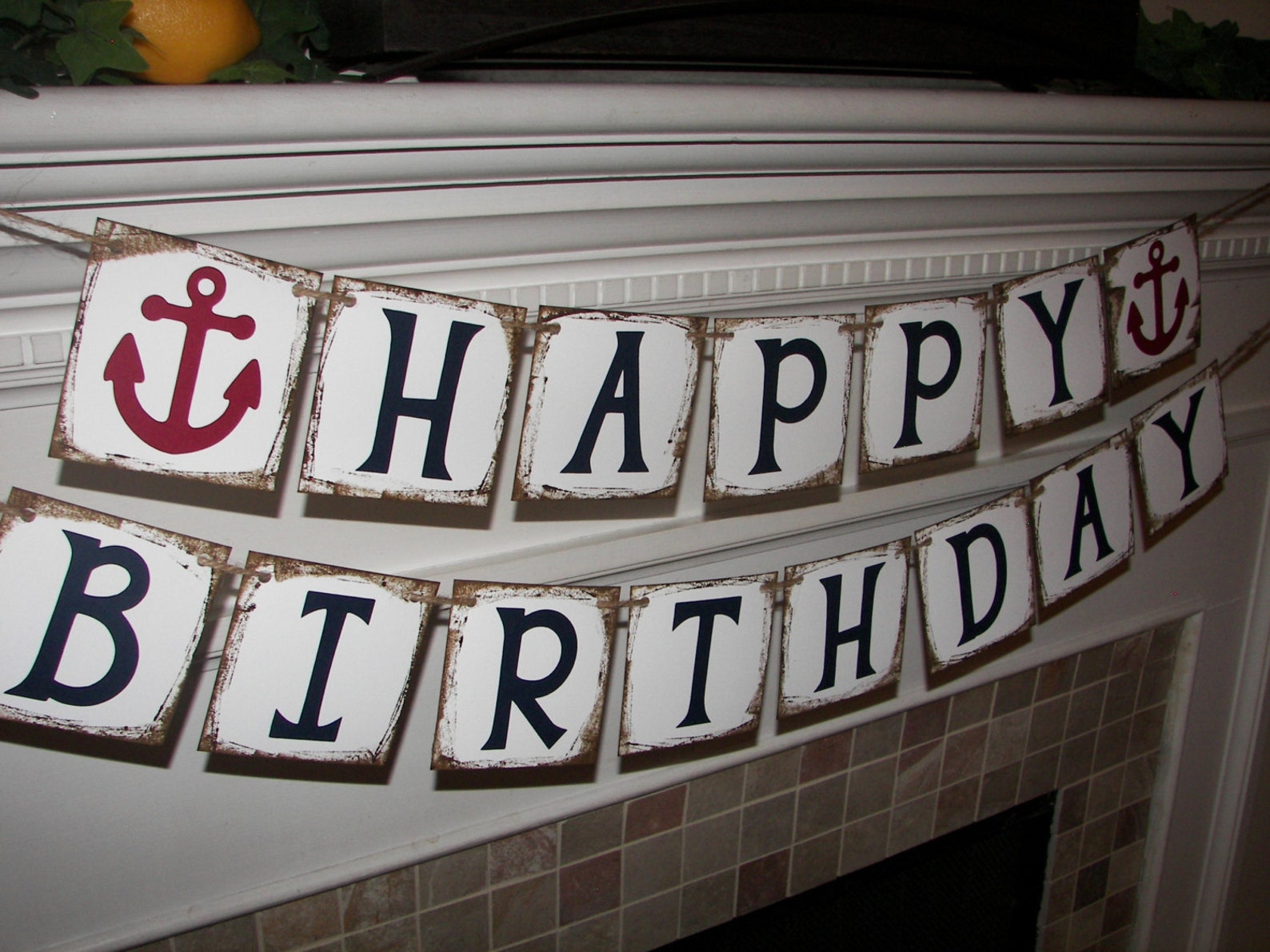 Nautical Birthday Banner, Rustic, Twine, HAPPY BIRTHDAY Banner With ...