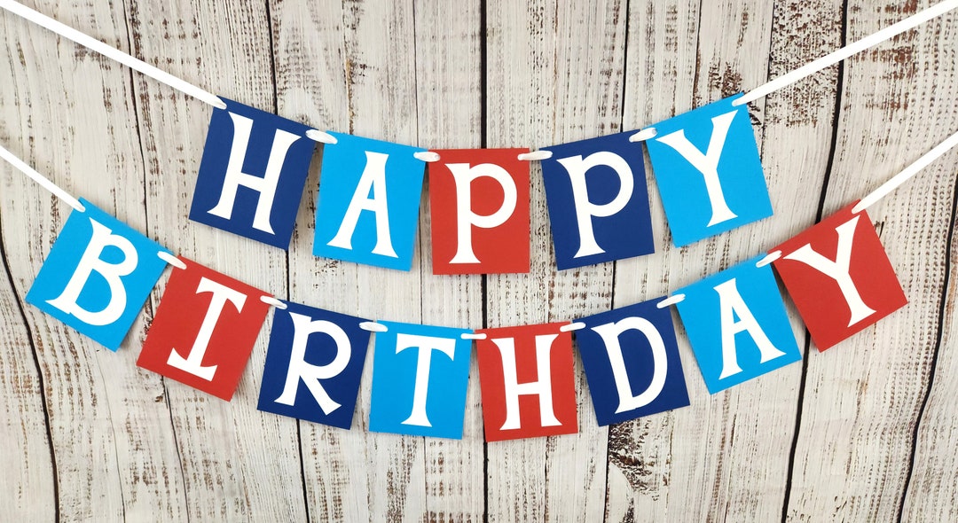 Happy Birthday Boy Banner - Happy Birthday - Boy Birthday Decorations ...