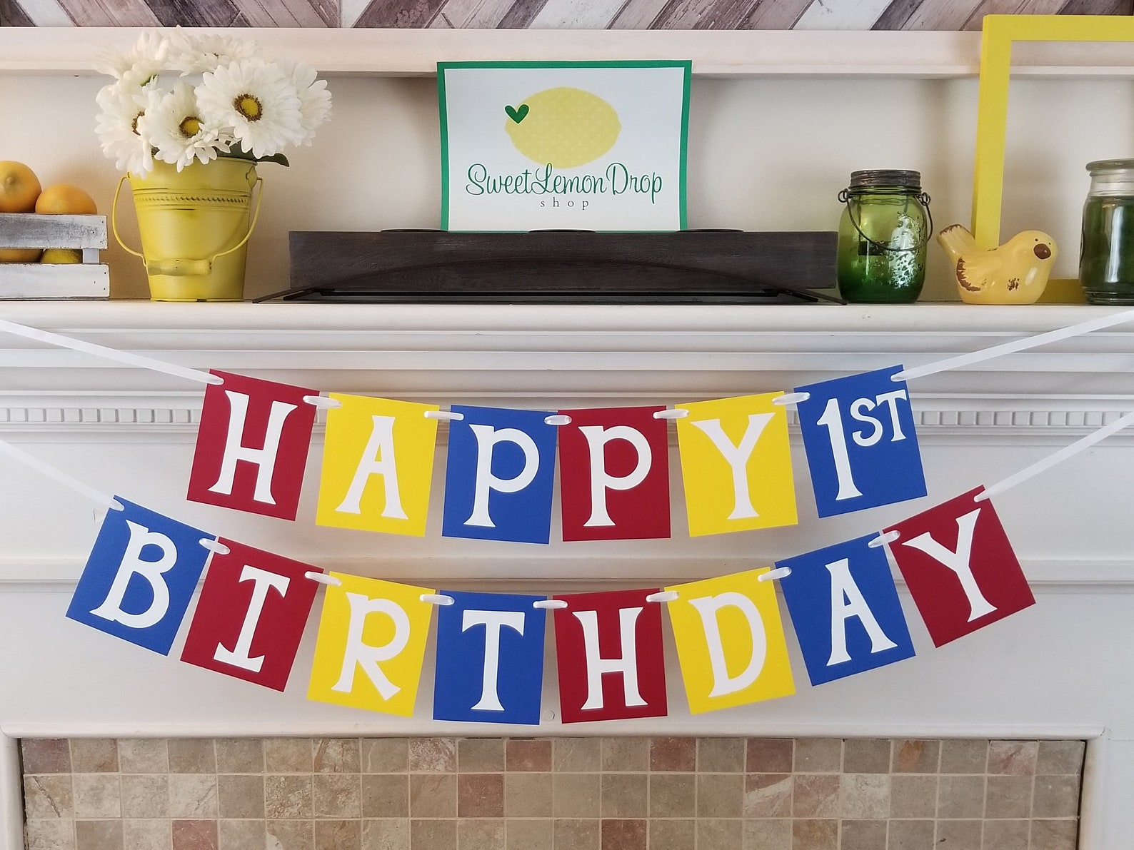 Birthday Banner Primary Colors Happy Birthday First 1st | Etsy