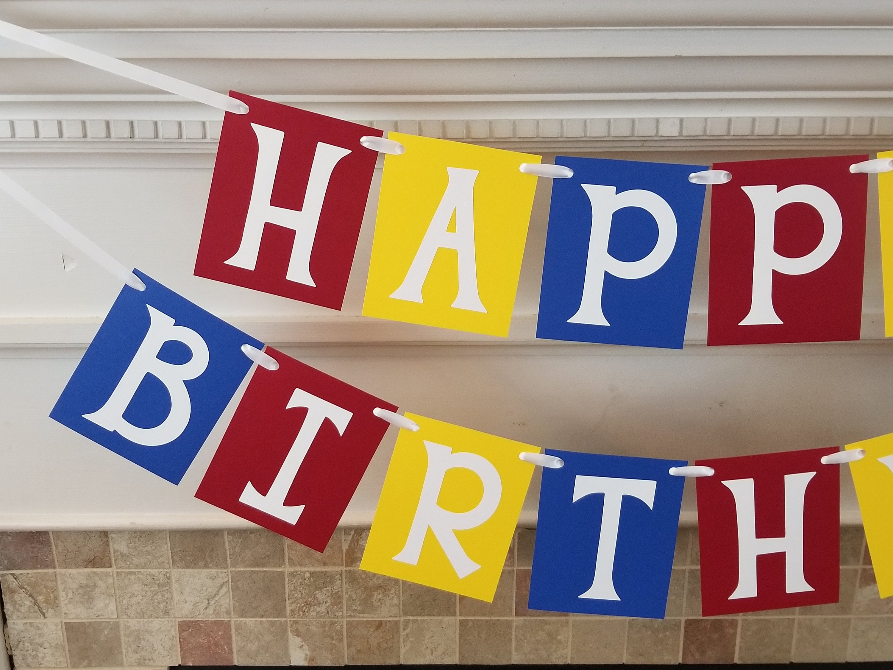 Birthday banner primary colors Happy Birthday first 1st | Etsy