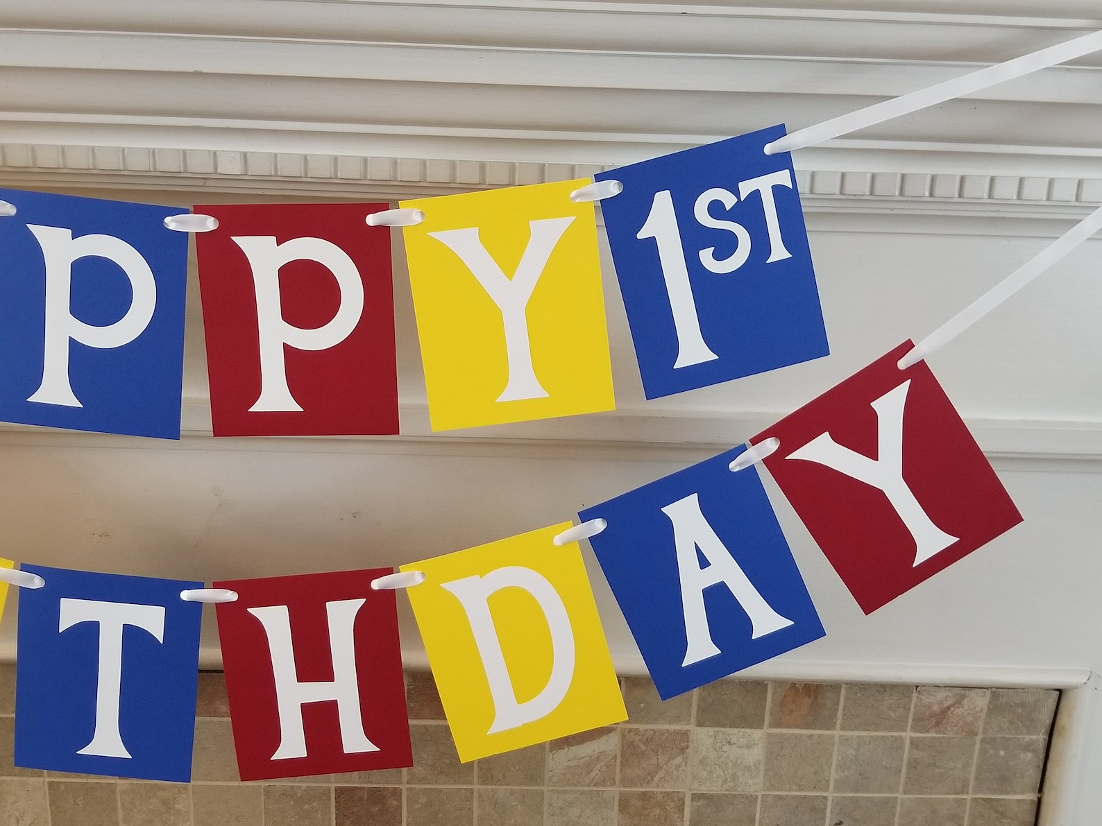 Birthday Banner Primary Colors Happy Birthday First 1st | Etsy