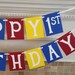 Birthday Banner Primary Colors Happy Birthday First 1st - Etsy