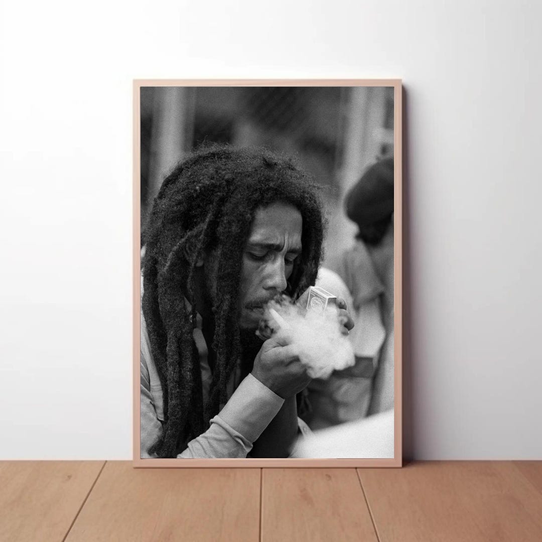 Bob Marley Smoking Cigarette Poster Print, Jamaican Reggae Singer ...