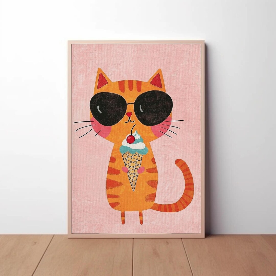 Cat Kitten Cool Poster, Kids Bedroom Home Décor Wall Art, Children's ...