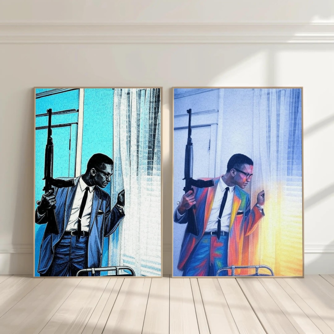 Malcolm X Holding Gun Poster Print Wall Art, Vintage Print, Photography ...