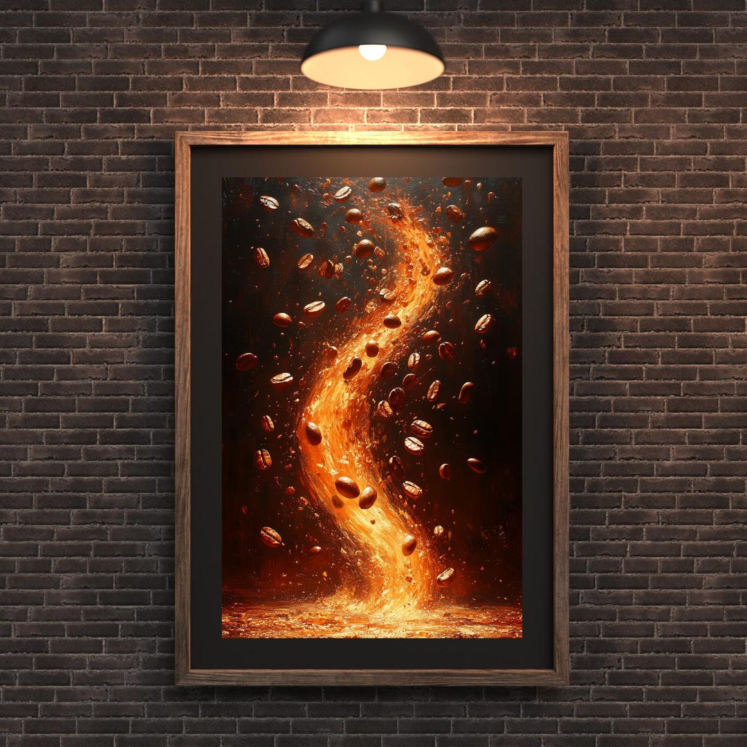 Coffee Beans in Fire AI Art Print Exclusive 1632 X 2912 PNG, Digital ...