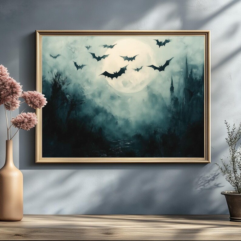 Halloween Bats Printable Wall Art Spooky Home Decor, Digital Download ...