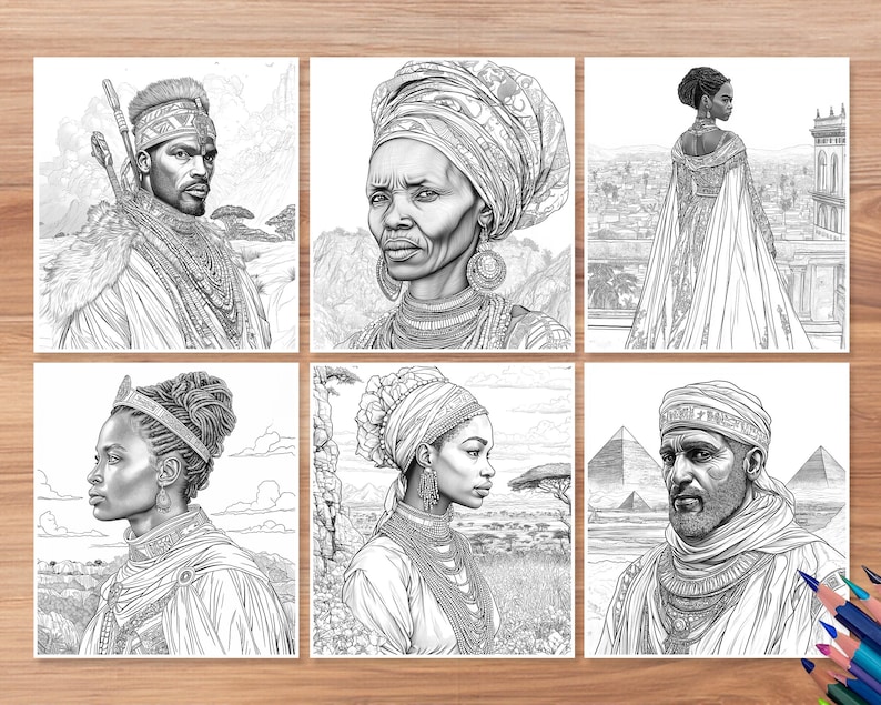 African Kings and Queens Coloring Pages - 60 Printable Illustrations ...