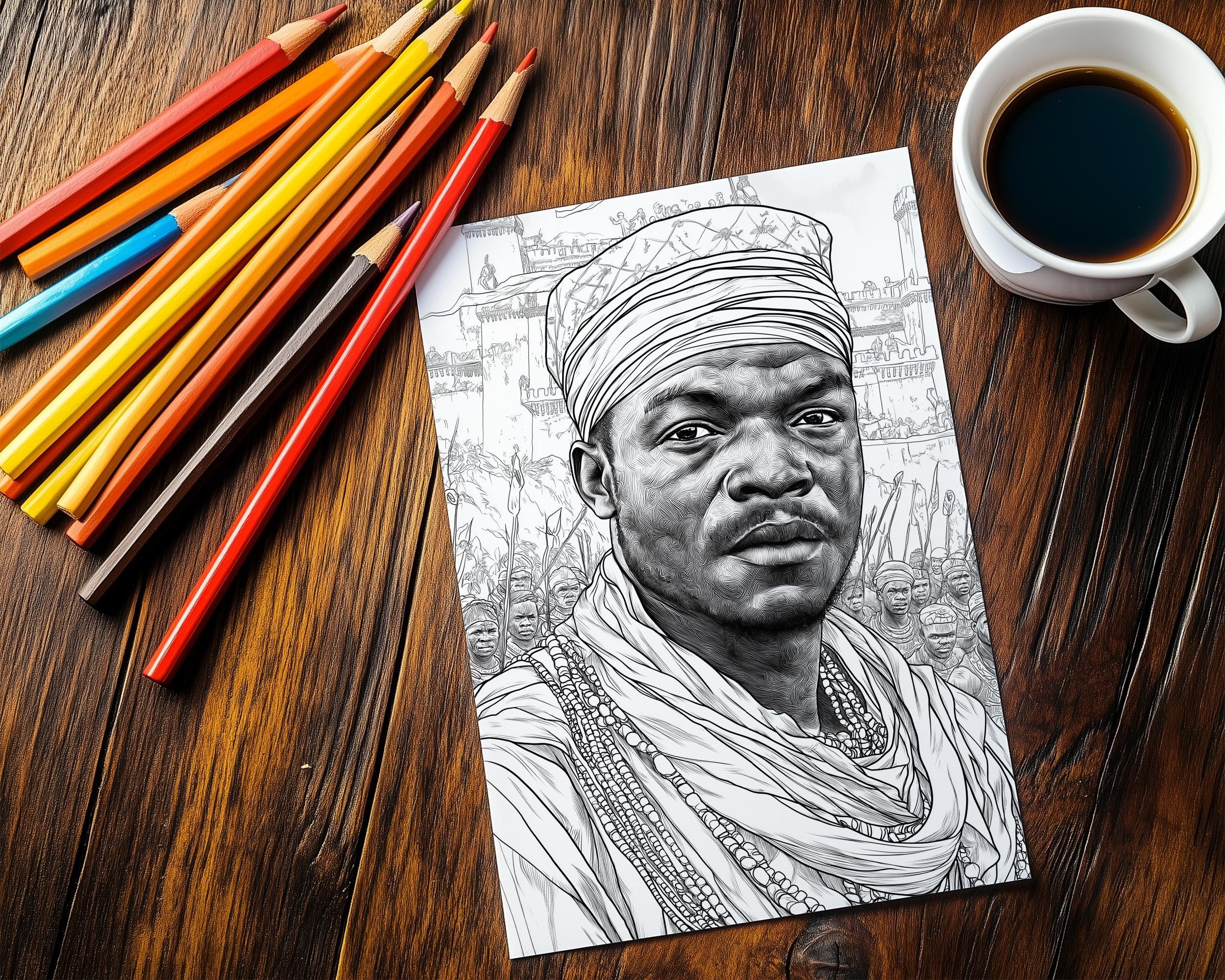 African Kings and Queens Coloring Pages - 60 Printable Illustrations ...