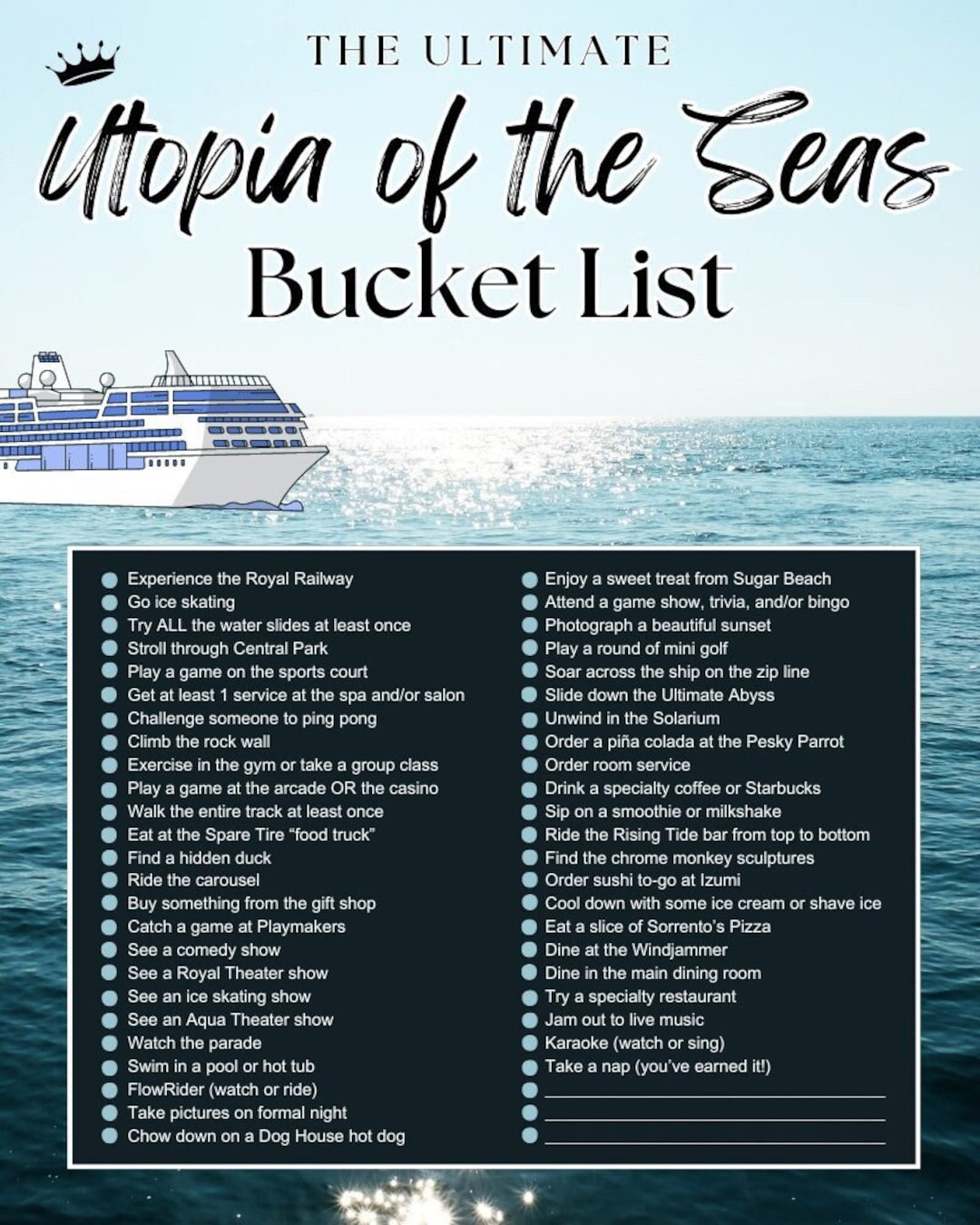 PRINTABLE Utopia of the Seas Activity Sheet {royal Caribbean Cruise ...