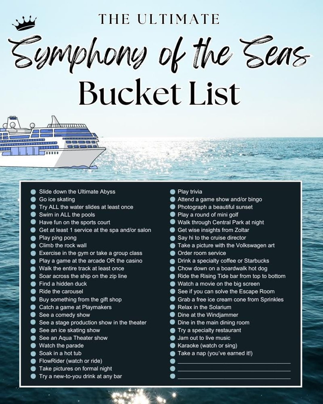 PRINTABLE Symphony of the Seas Cruise Activity Sheet - Royal Caribbean ...
