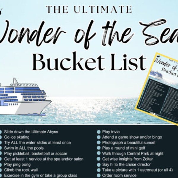 Wonder of the Seas Bucket List Sheet {royal Caribbean Cruise} - Etsy
