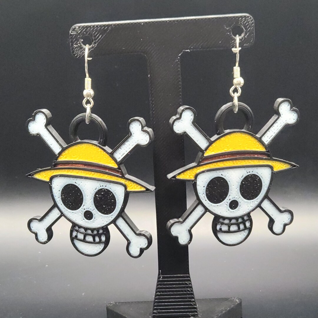 One Piece Earrings Luffy Straw Hat 3D Printed Hypoallergenic ...