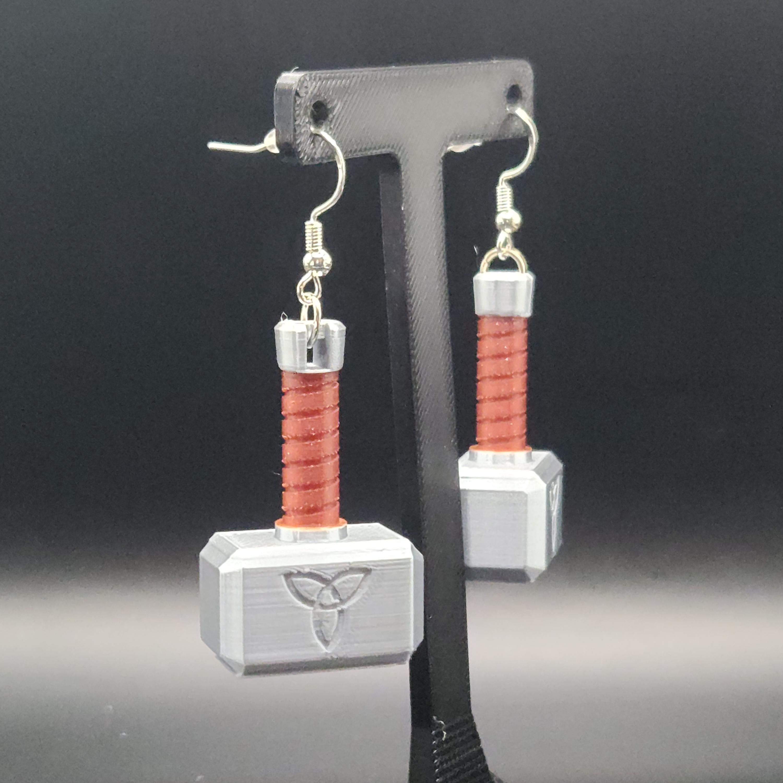 Mjolnir Thor's Hammer 3D Printed Hologram Earrings Hypoallergenic Hooks ...