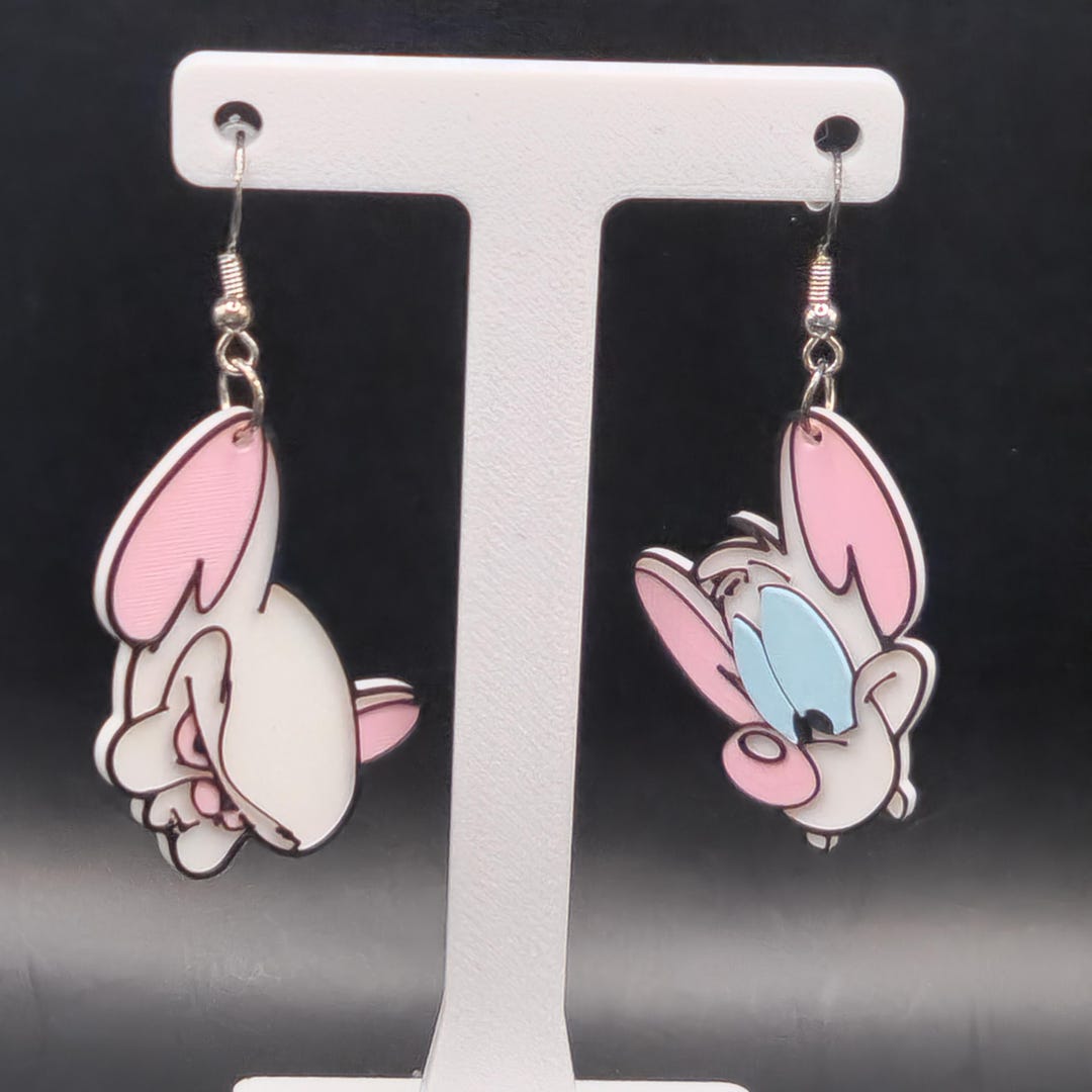 Pinky and the Brain Earrings 3D Printed With Holograms on the Back - Etsy