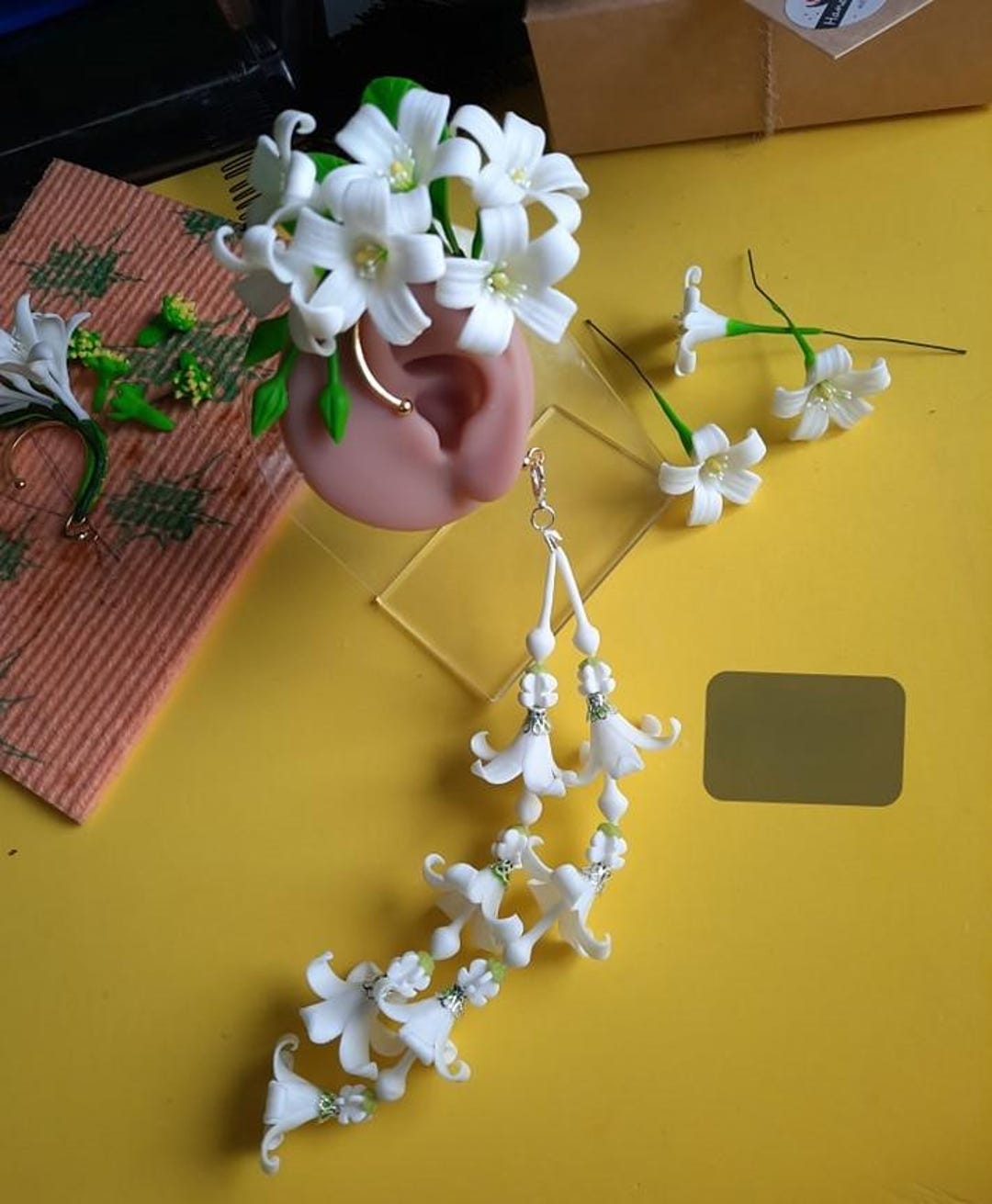 Ear Cuffs /thai Flower Bridal Ear Cuff/ Thai Accessories/clay Flower - Etsy