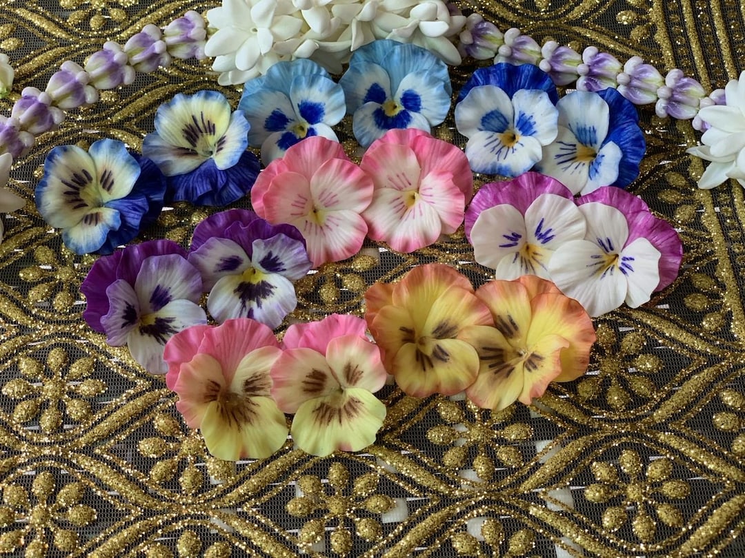 Pansy Clay Flower, Beads Made From Clay - Hawaiian Lei - Jewelry Making ...