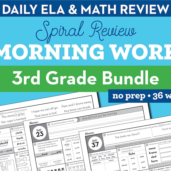 2nd Grade Daily Spiral Review Worksheets, Educational Activity, Home ...