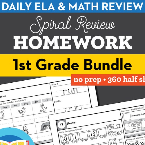 1st Grade Math and Reading Homework Worksheets Educational - Etsy