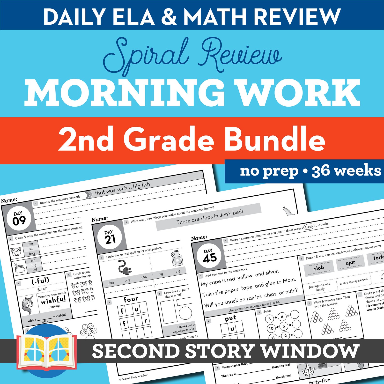 2nd Grade Daily Spiral Review Worksheets Educational - Etsy