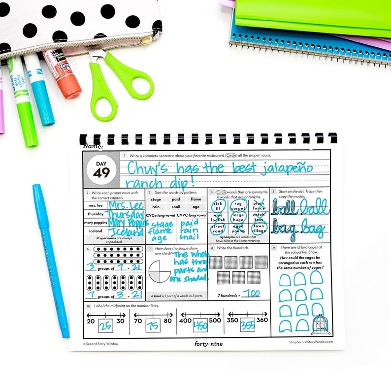 3rd Grade Daily Spiral Review Worksheets, Educational Activity, Home ...