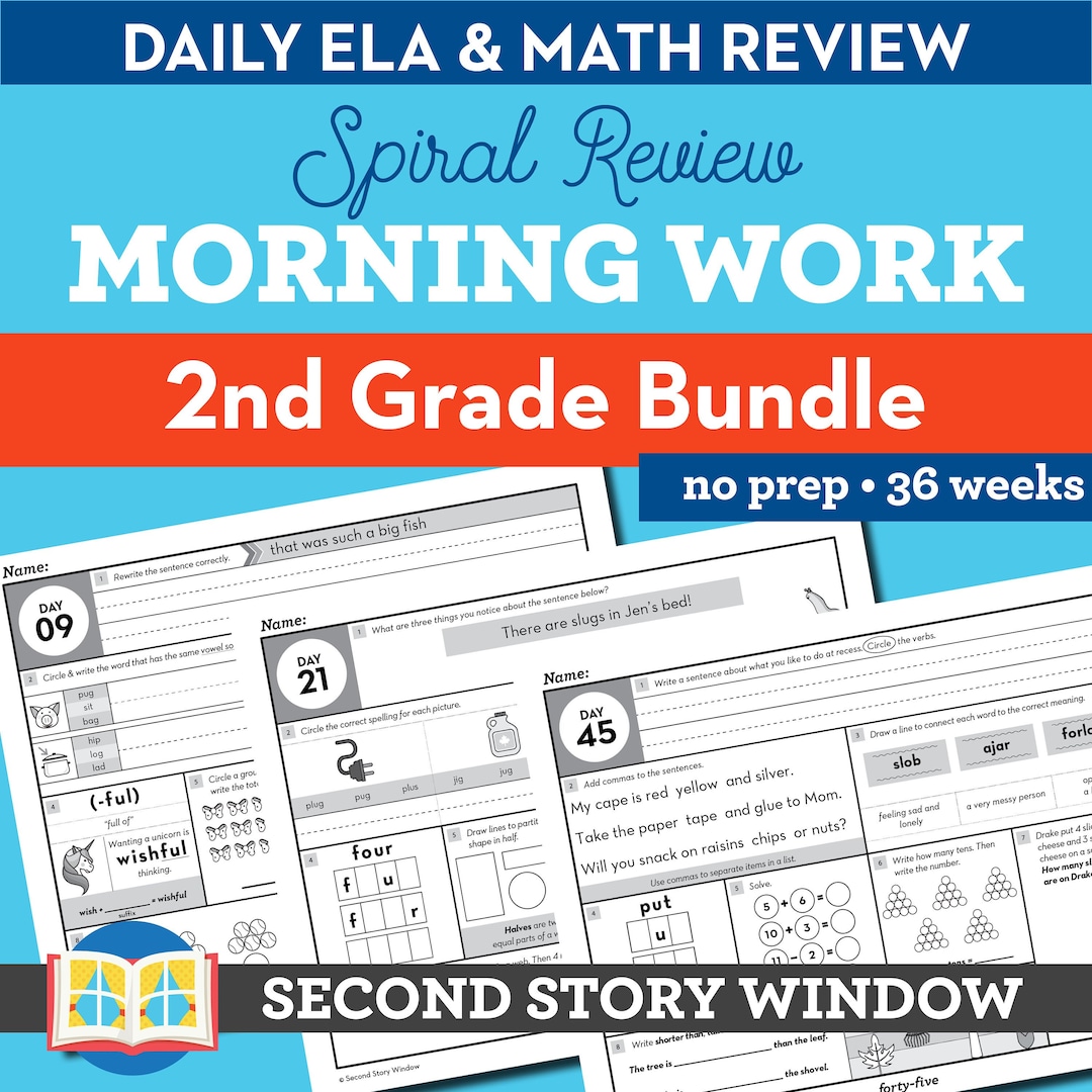 2nd Grade Daily Spiral Review Worksheets, Educational Activity, Home ...
