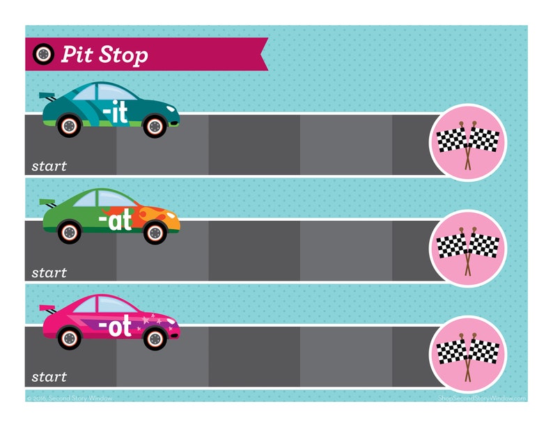 Pit Stop Phonics Game – Short Vowel Word Families (-at, -it, -ot ...