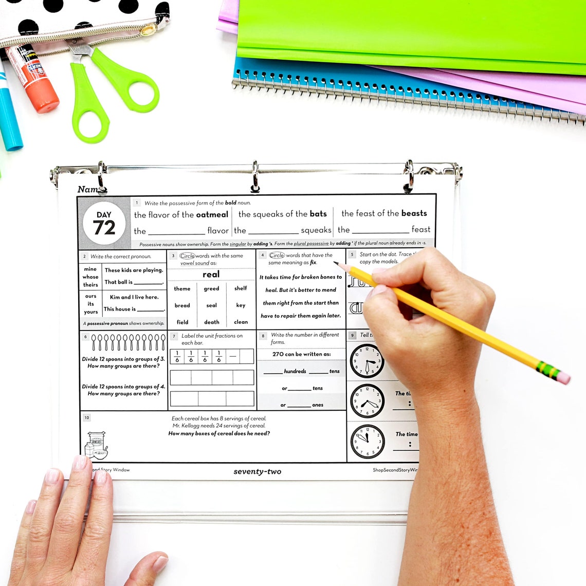 3rd Grade Daily Spiral Review Worksheets, Educational Activity, Home ...