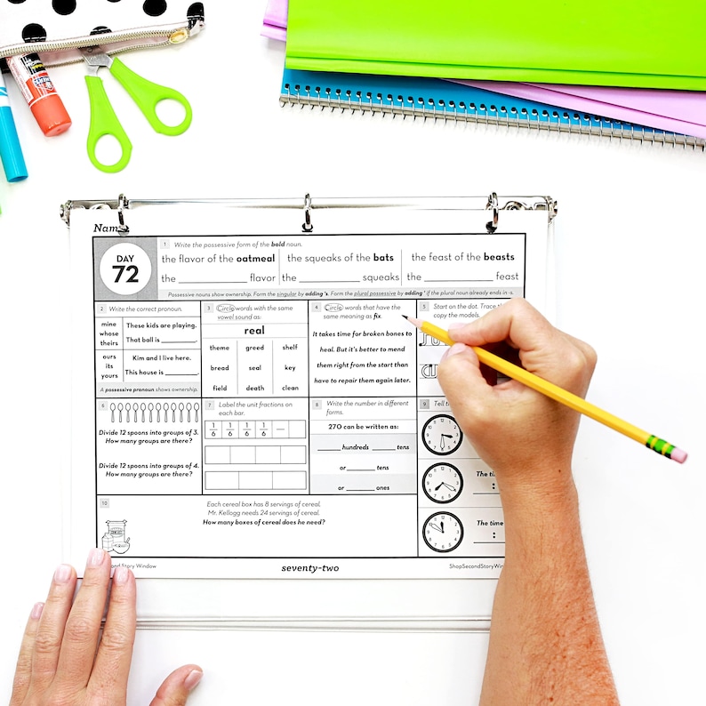 3rd Grade Daily Spiral Review Worksheets, Educational Activity, Home ...