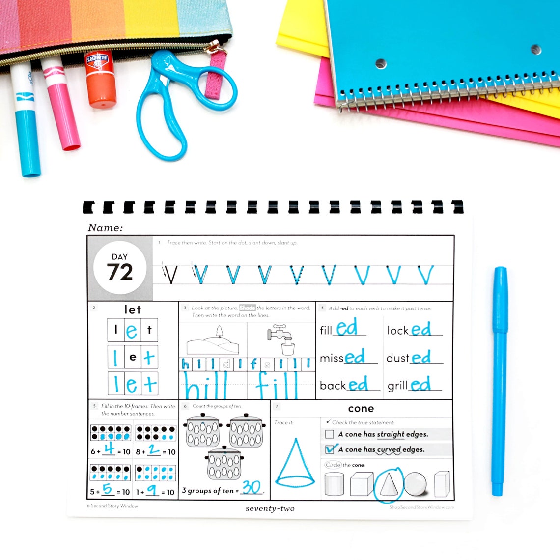 1st Grade Daily Spiral Review Worksheets, Educational Activity, Home ...
