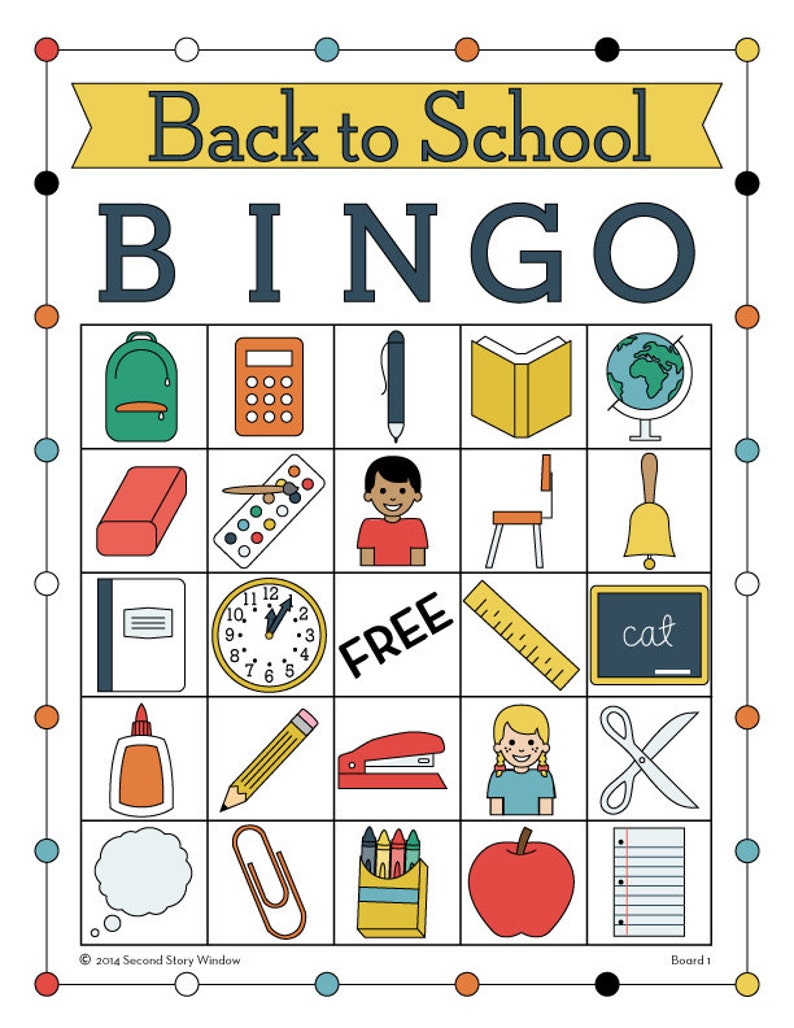 Back to School Printable Bingo Game - Etsy