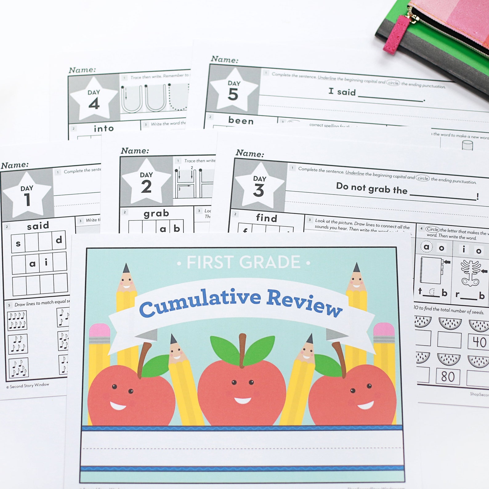 1st Grade Summer Review Workbook, Math and Reading Worksheets for ...