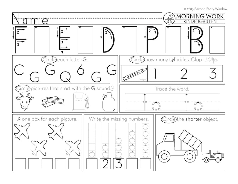 Kindergarten Daily Spiral Review Worksheets, Educational Activity, Home ...