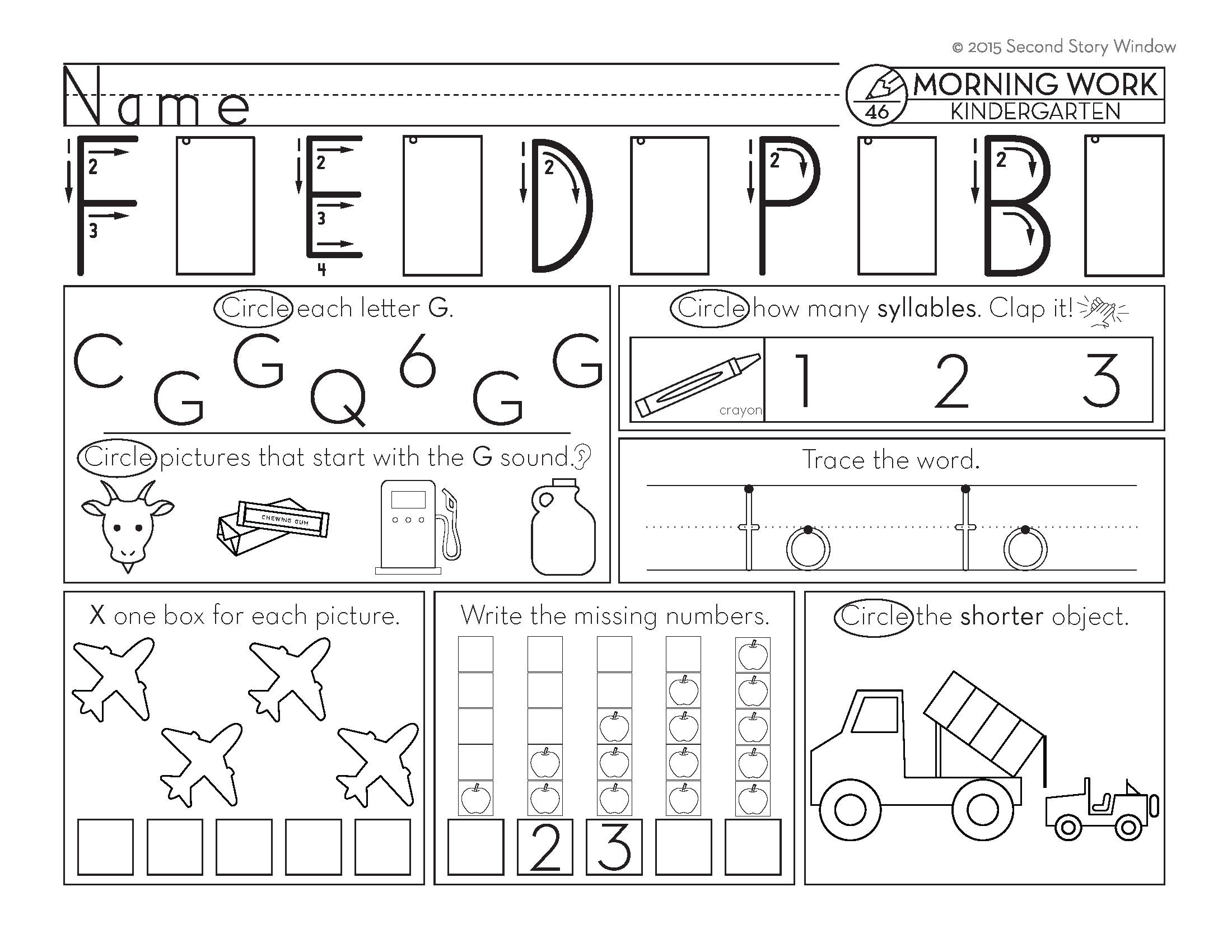 Kindergarten Daily Spiral Review Worksheets, Educational Activity, Home ...