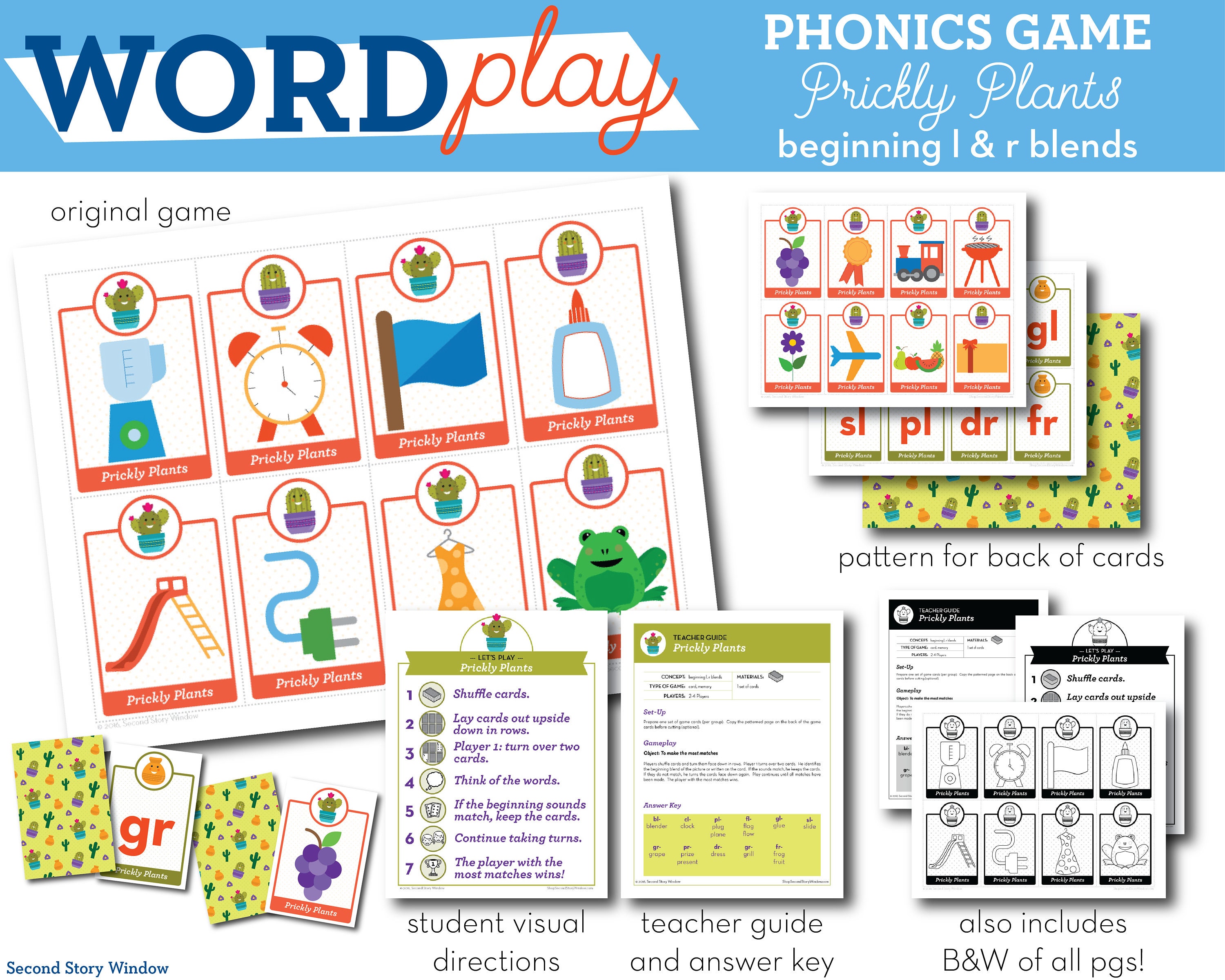 Prickly Plants Game Phonics Blends Letter Sound Printable Game ...