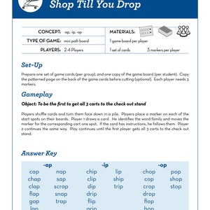 Shop Till You Drop Game - Short Vowel Phonics Letter Sound Printable ...