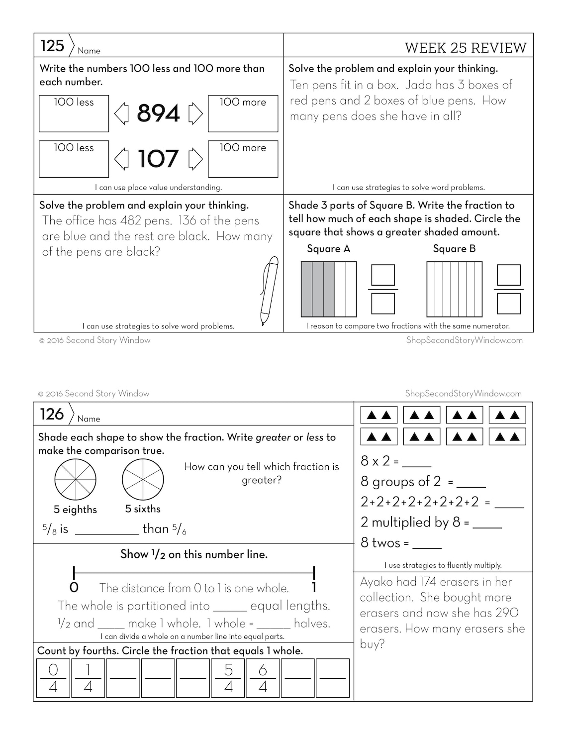 3rd Grade Math and Reading Homework Educational Activity - Etsy
