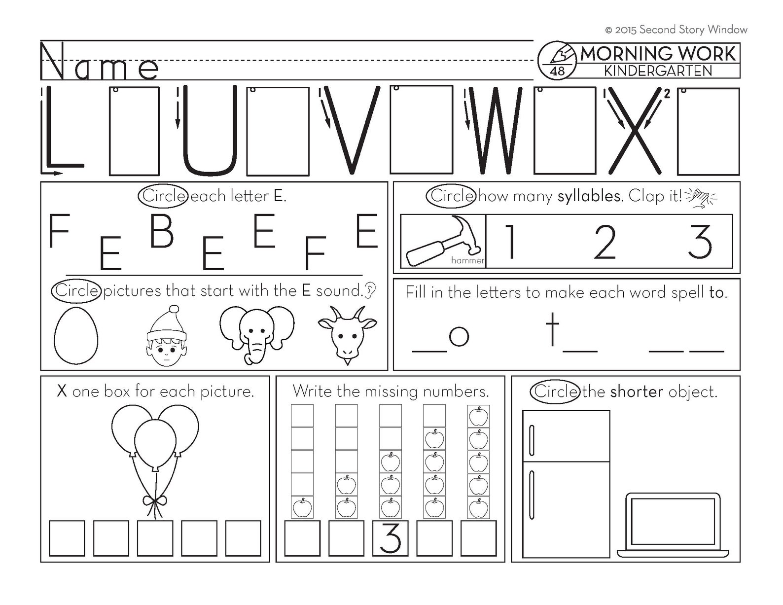 Kindergarten Daily Spiral Review Worksheets, Educational Activity, Home ...